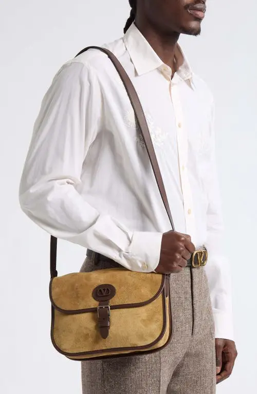 Valentino Garavani Antibes Suede Crossbody Bag - Beige