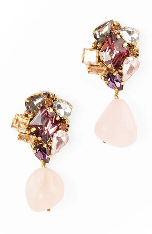 Deepa Gurnani Kidar Drop Earrings With Glass Stones - Pink