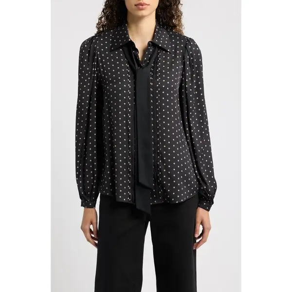 Kobi Halperin Julian Silk Blend Tie Neck Shirt - Black Multi