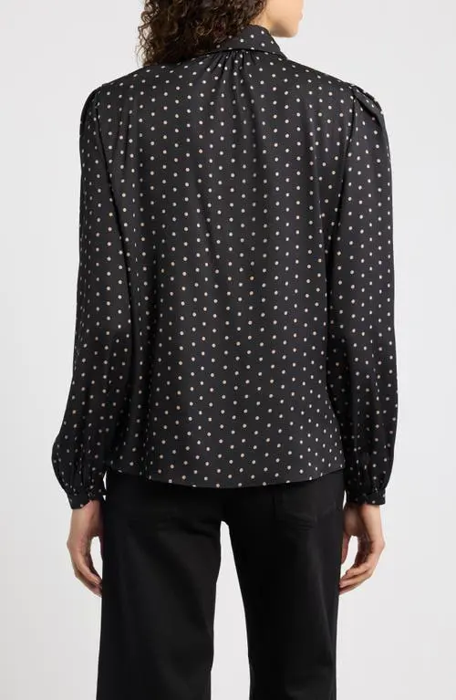 Kobi Halperin Julian Silk Blend Tie Neck Polka Dot Blouse
