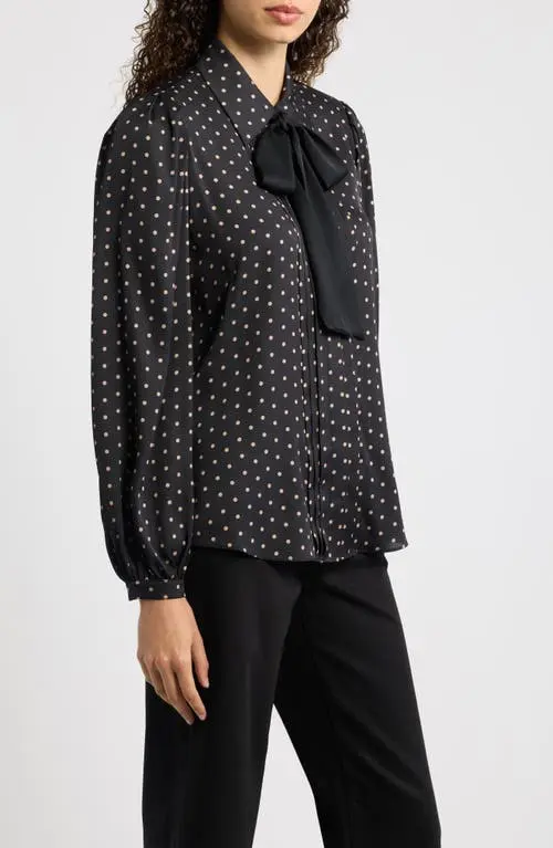 Kobi Halperin Julian Silk Blend Tie Neck Polka Dot Blouse