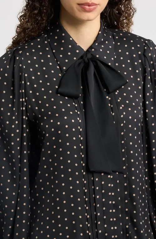 Kobi Halperin Julian Silk Blend Tie Neck Polka Dot Blouse