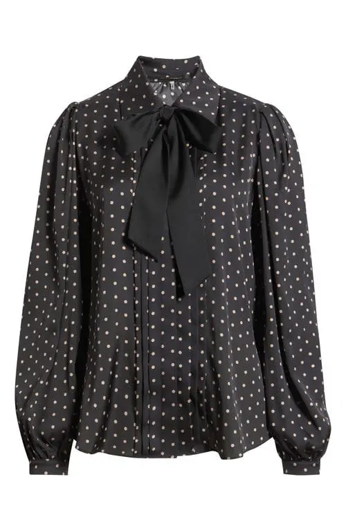 Kobi Halperin Julian Silk Blend Tie Neck Polka Dot Blouse