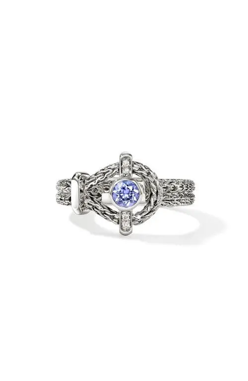 John Hardy Icon Sterling Tanzanite & Diamond Ring