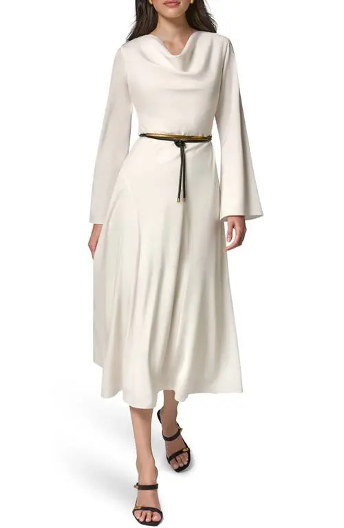 Donna Karan New York Bell Sleeve Satin Midi Dress - Ivory