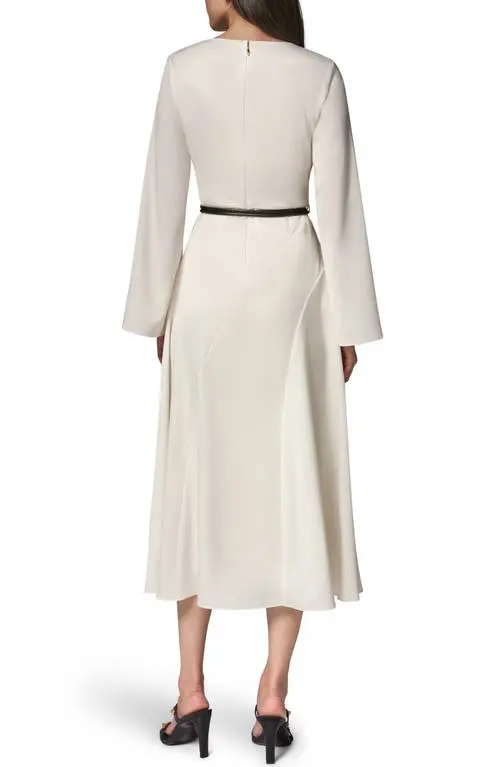 Donna Karan New York Bell Sleeve Satin Midi Dress - Ivory