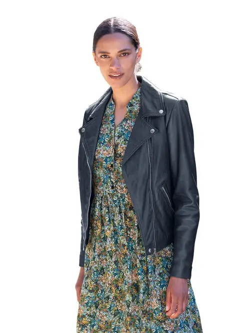 CELTIC & CO. Nappa Leather Biker Jacket With Asymmetrical Zip