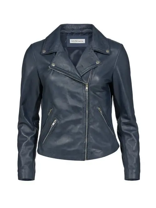 CELTIC & CO. Nappa Leather Biker Jacket With Asymmetrical Zip