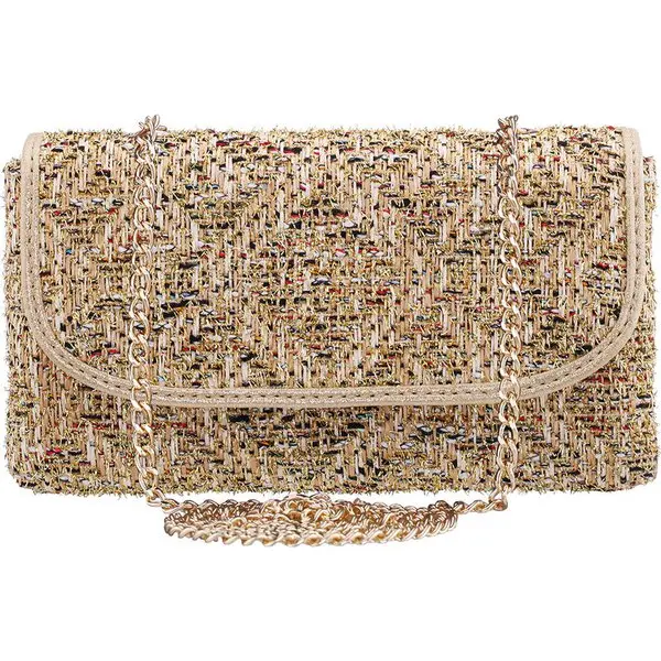 Nina Cerise Textured Clutch With Chain Strap