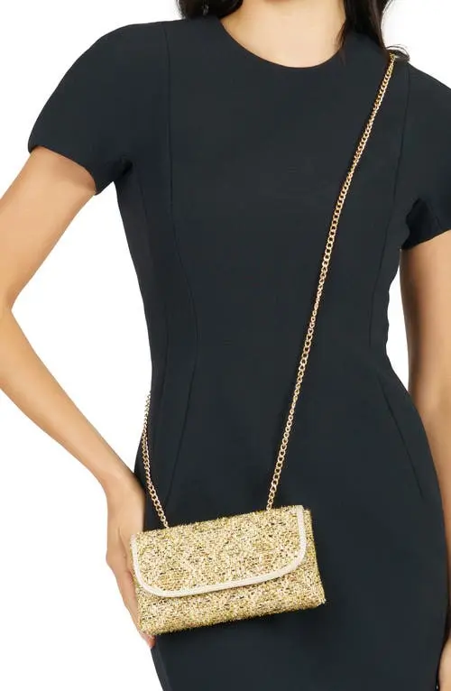 Nina Cerise Textured Clutch With Chain Strap - Gold Multi