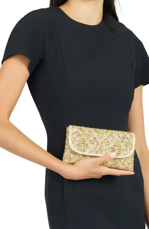 Nina Cerise Textured Clutch With Chain Strap - Gold Multi