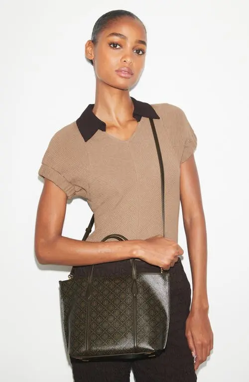 Tory Burch Small Perry Coated Canvas Tote With Monogram