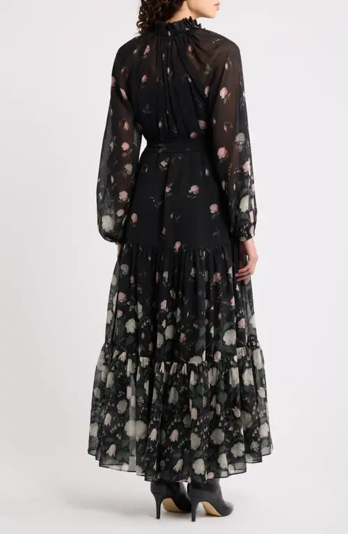 Kobi Halperin Robin Floral Tiered Chiffon Maxi Dress