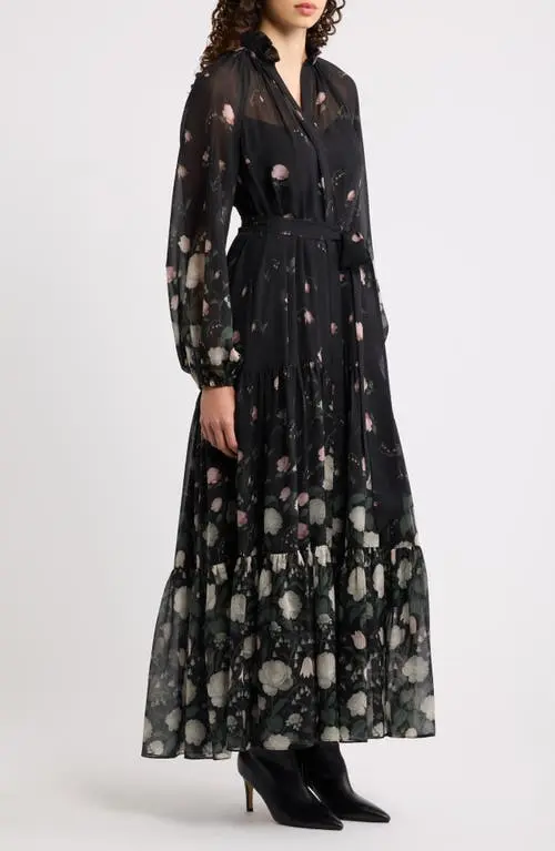 Kobi Halperin Robin Floral Tiered Chiffon Maxi Dress