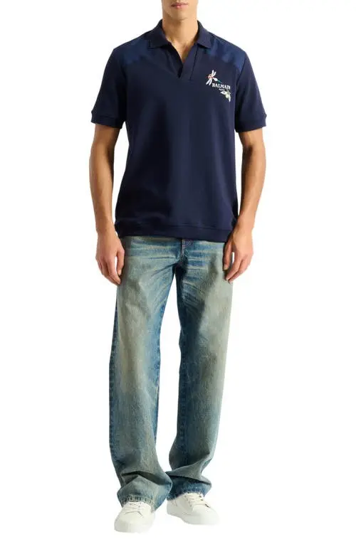 Balmain Embroidered Insect Polo - Blue