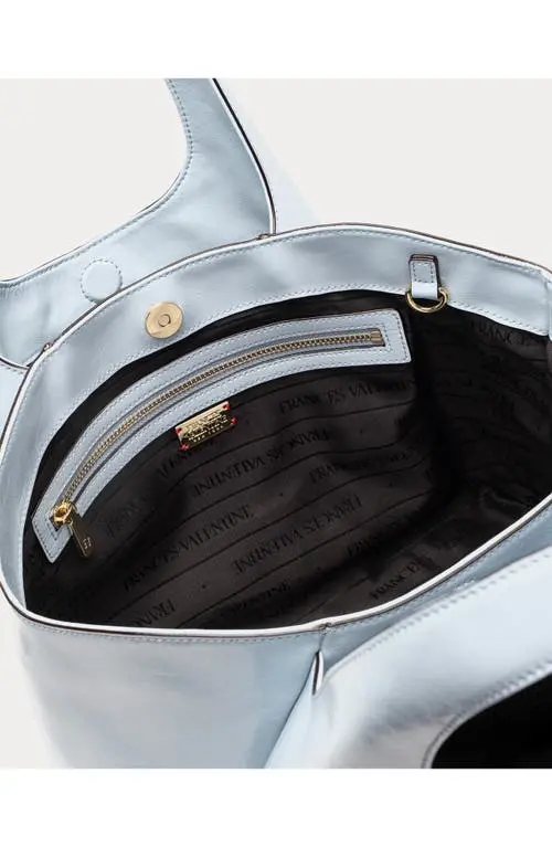 FRANCES VALENTINE Portia Leather Satchel - Light Blue