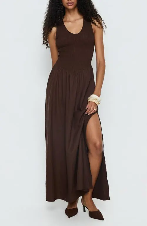 Princess Polly Highgate Drop Waist Maxi Dress - Chocolate