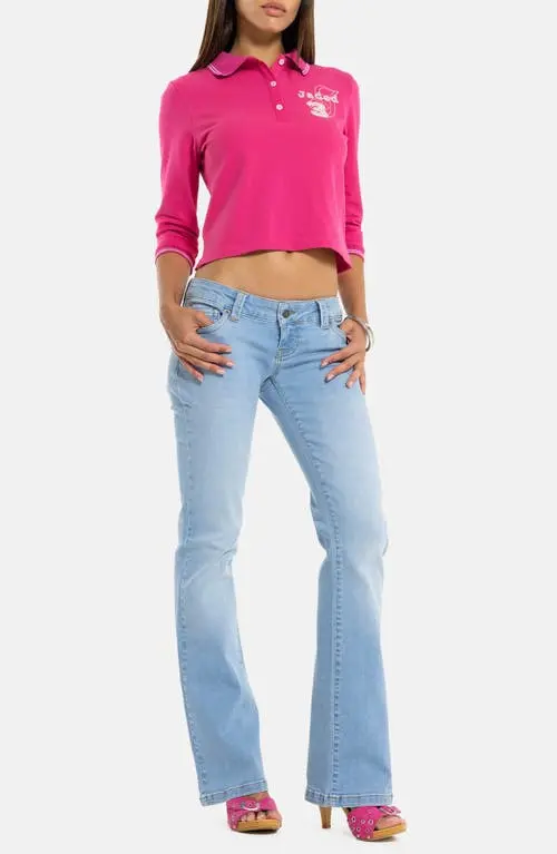 JADED LONDON Embroidered Cropped Polo Shirt