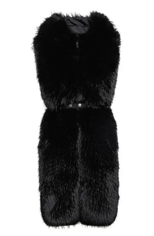 Moncler Textured Faux Fur Bib With Belt