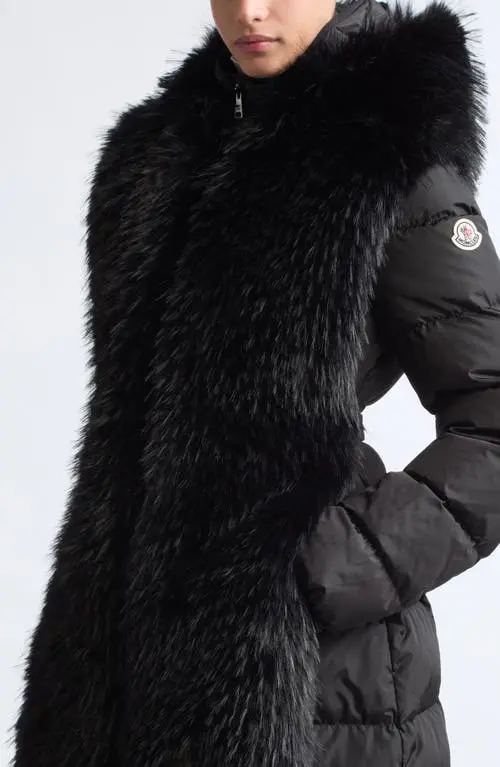 Moncler Textured Faux Fur Bib With Belt
