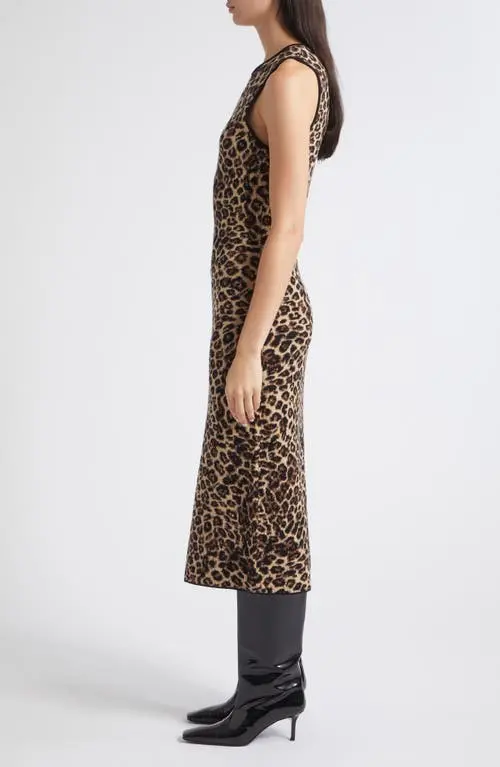 TOCCIN Alessia Sleeveless Wool Maxi Dress With Animal Print