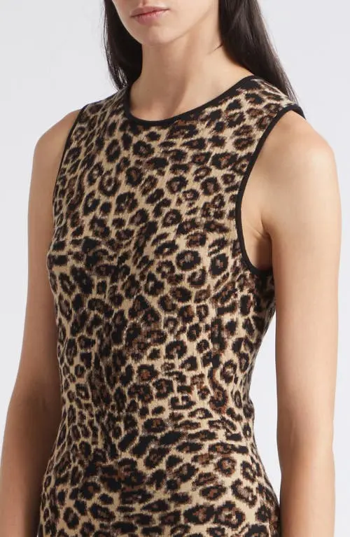 TOCCIN Alessia Sleeveless Wool Maxi Dress With Animal Print
