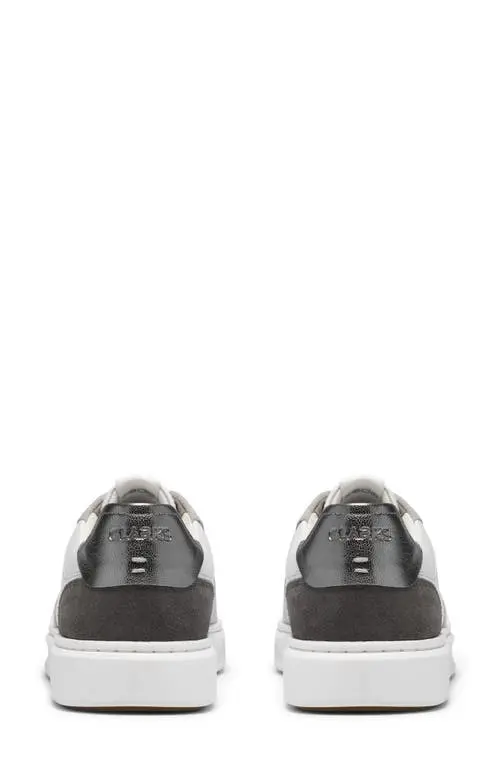Clarks Court Sneaker With Perforated Leather Upper - Grey Combo
