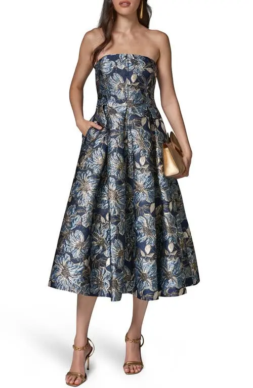 Donna Karan New York Strapless Jacquard Midi Dress - Nightfall