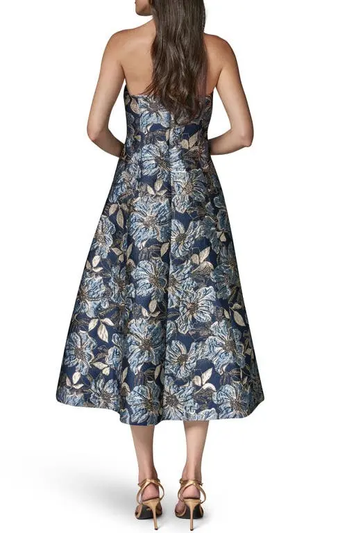 Donna Karan New York Strapless Jacquard Midi Dress