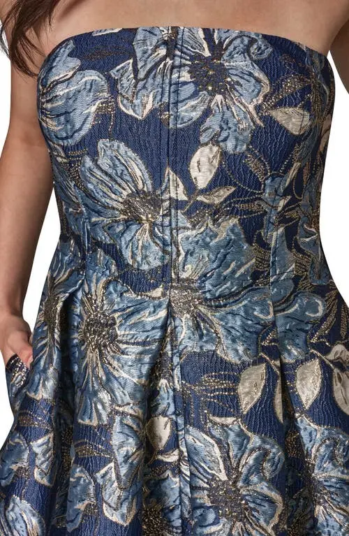 Donna Karan New York Strapless Jacquard Midi Dress