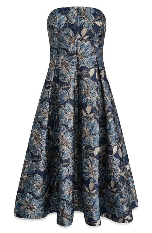Donna Karan New York Strapless Jacquard Midi Dress