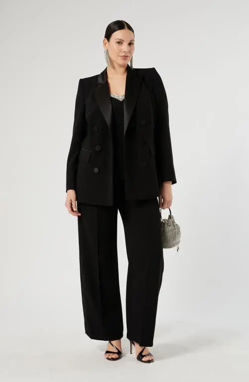 Marina Rinaldi Wide-leg Pants With Satin Stripes