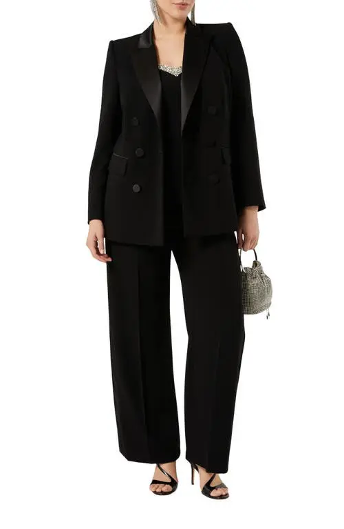 Marina Rinaldi Wide-leg Pants With Satin Stripes