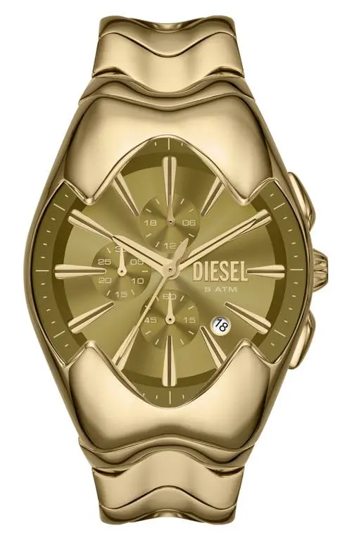 DIESEL® Mercurial Tone Tonneau Chronograph Bracelet Watch - Gold