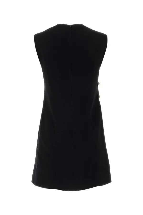 Versace Techno Cady Stretch Dress With Gold Tone Buttons