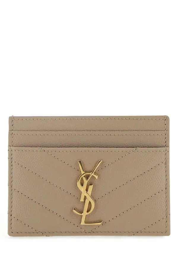 Saint Laurent Beige Leather Card Holder