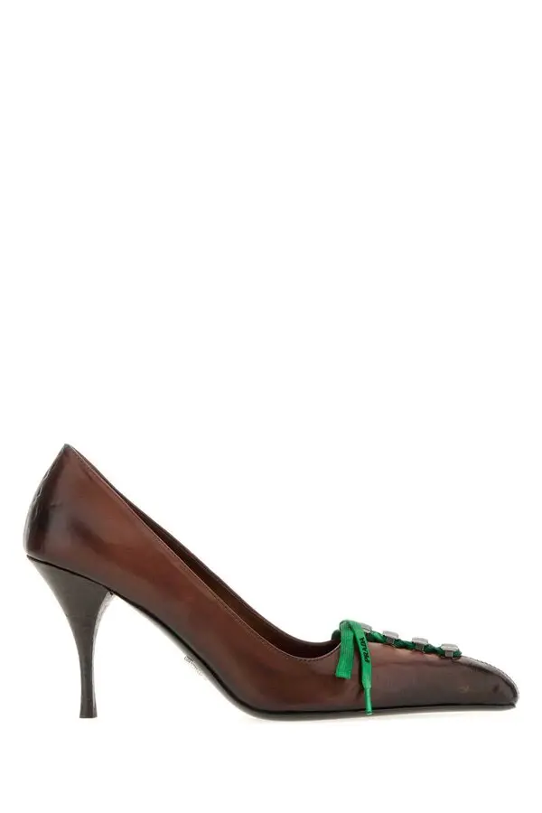 Prada Leather Pumps With Embellishments - Brown