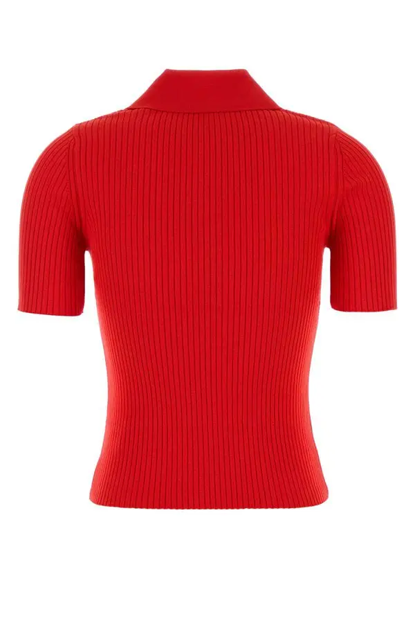 COURREGES Ribbed Viscose Blend Polo Shirt