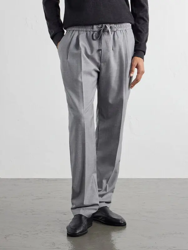 Dolce & Gabbana Sartoriale Wool Pleated Trousers - Gray