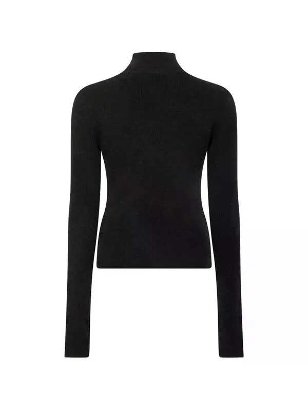 GANNI Ribbed Knit High-neck Sweater - Grey