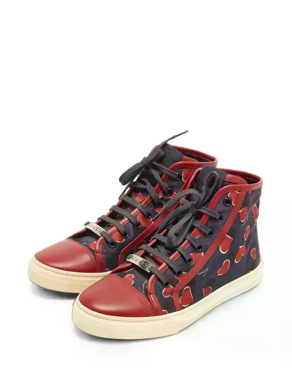 Gucci Heart Print Leather Trim High-top Sneakers