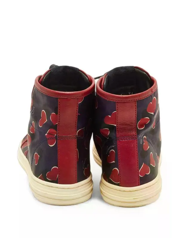 Gucci Heart Print Leather Trim High-top Sneakers