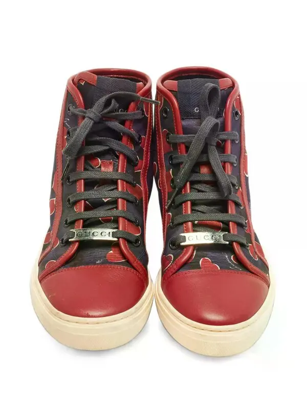 Gucci Heart Print Leather Trim High-top Sneakers