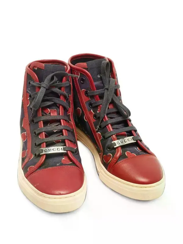 Gucci Heart Print Leather Trim High-top Sneakers