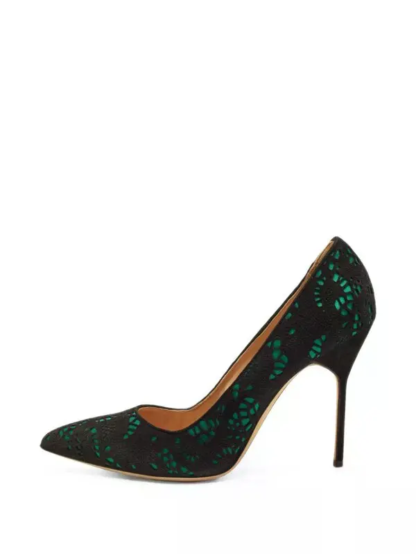 Manolo Blahnik Cut-out Pointed-toe Pumps - Black