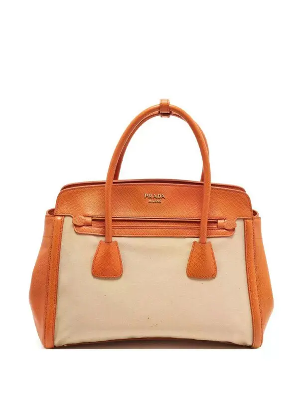 Prada Canapa Saffiano Lux Tote Bag - Orange