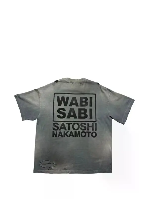SATOSHI NAKAMOTO Wabi Sabi Distressed T-shirt