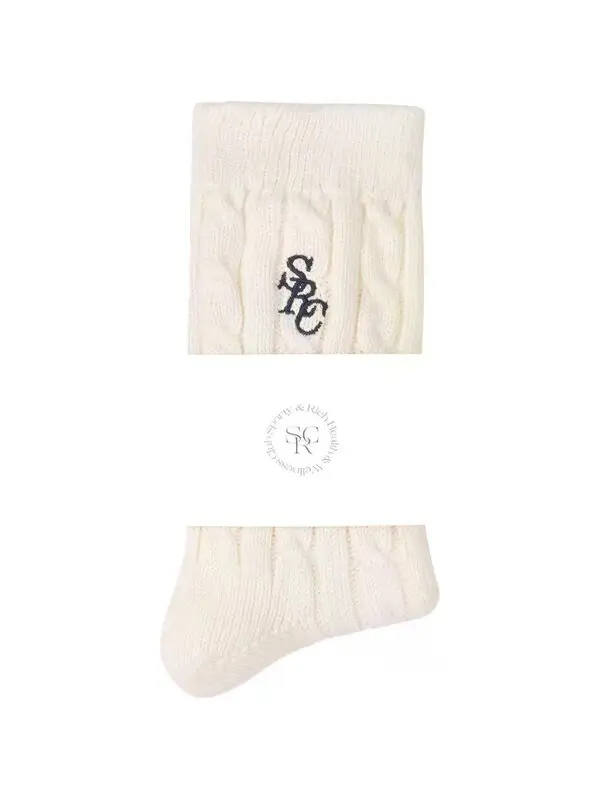 SPORTY & RICH Cable-knit Embroidered Socks