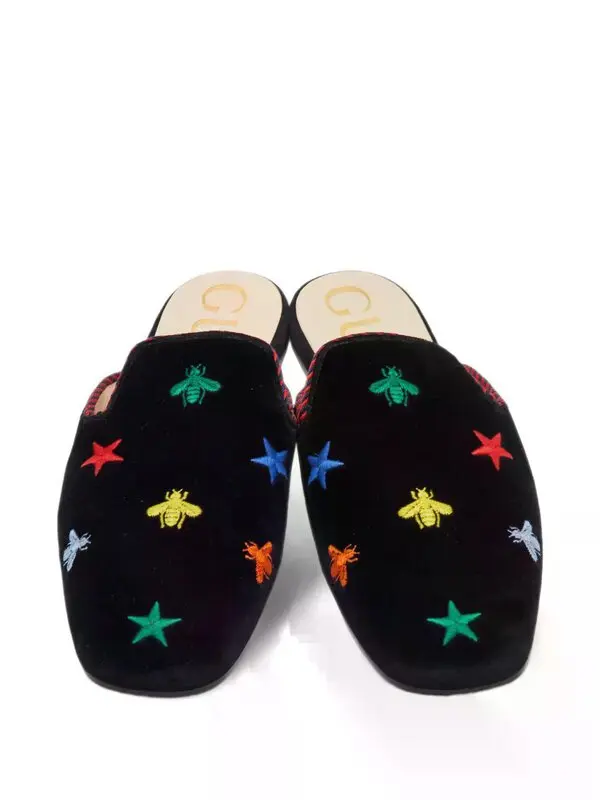 Gucci Princetown Embroidered Velvet Mules