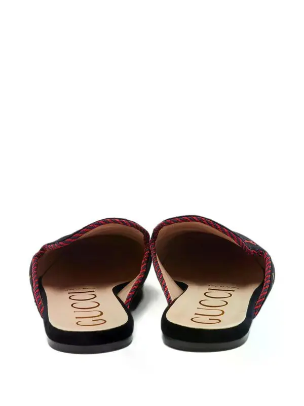 Gucci Princetown Embroidered Velvet Mules